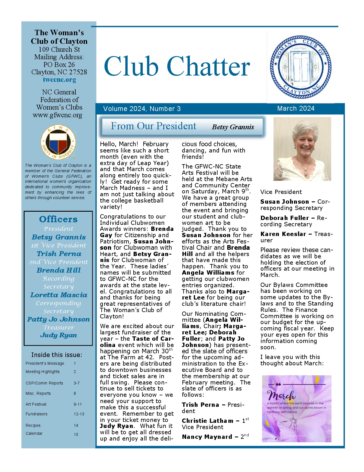 Newsletters – The Woman's Club of Clayton